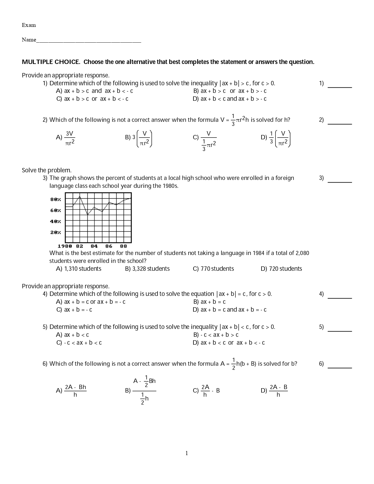 Test Bank For Algebra for College Students, 10th Edition by | Inspire ...