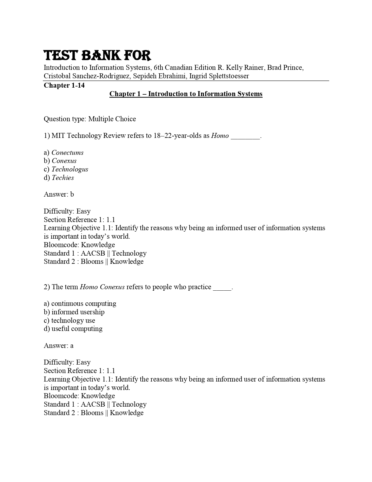 Test Bank For Introduction To Information Systems 6th Canad Inspire Uplift