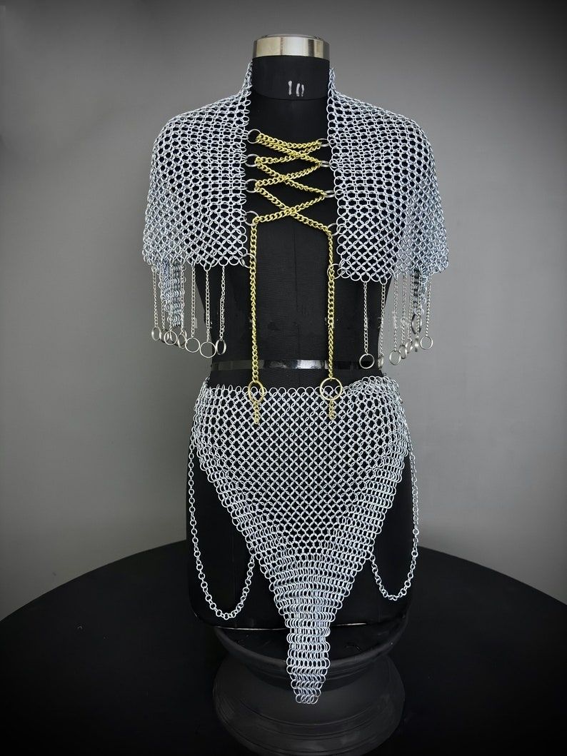 Chainmail Harness, Chainmail Chains Layers top & Skirt, Ring | Inspire ...