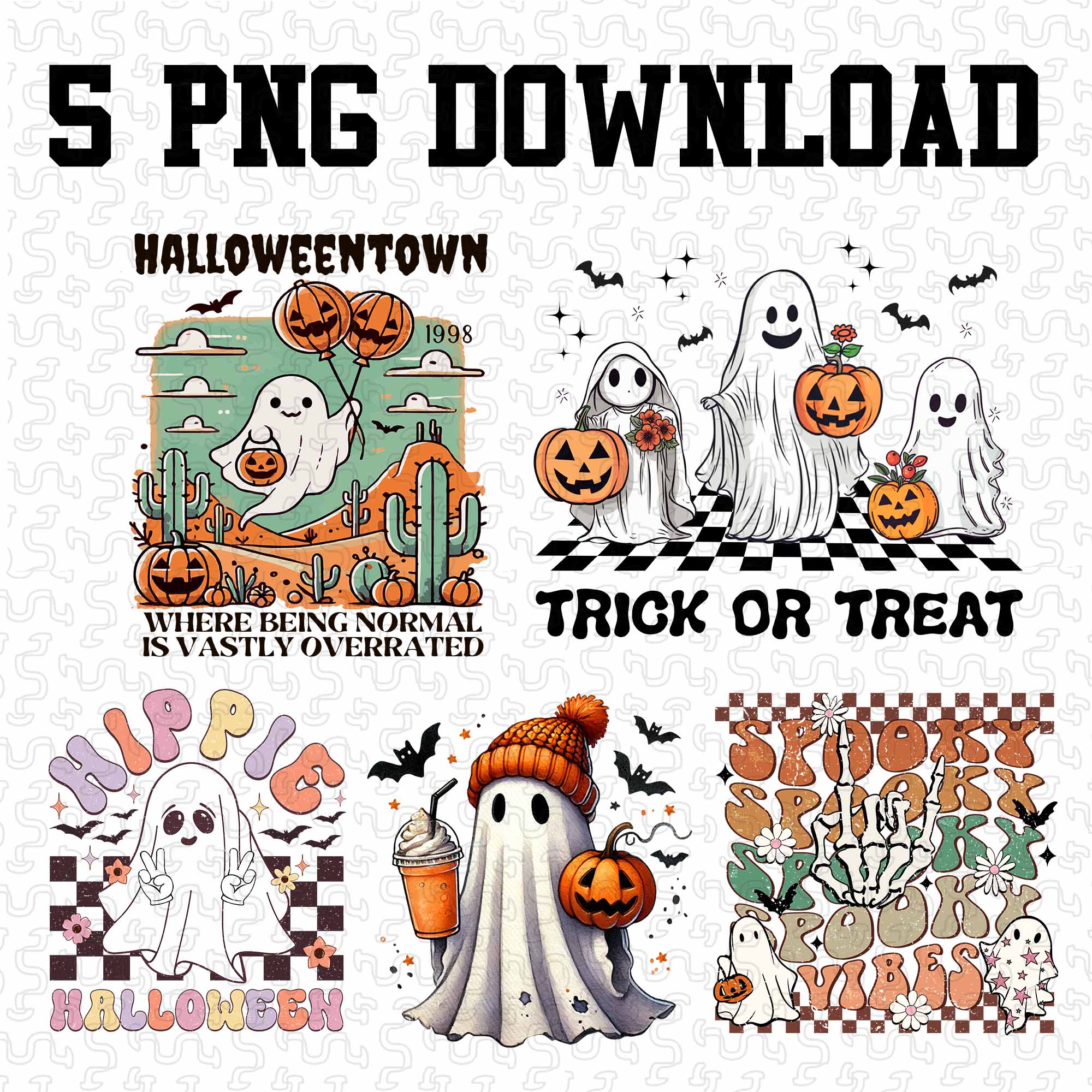Retro Halloween Png Set 5 PNG, Halloween Png, Halloween SVG, | Inspire ...