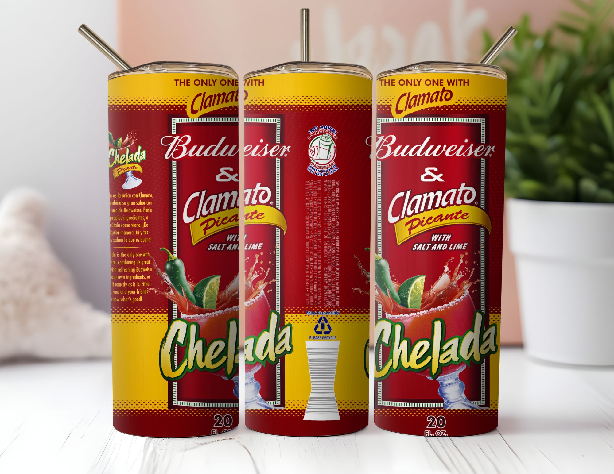 Budweiser & Clamato Picante Chelada Tumbler Wrap, 20oz Skinn | Inspire ...