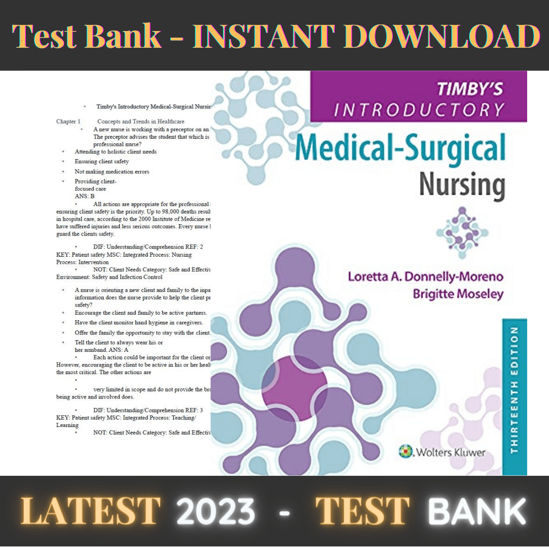 Test Bank for Timbys Introductory Medical Surgical Nursing 1 | Inspire ...