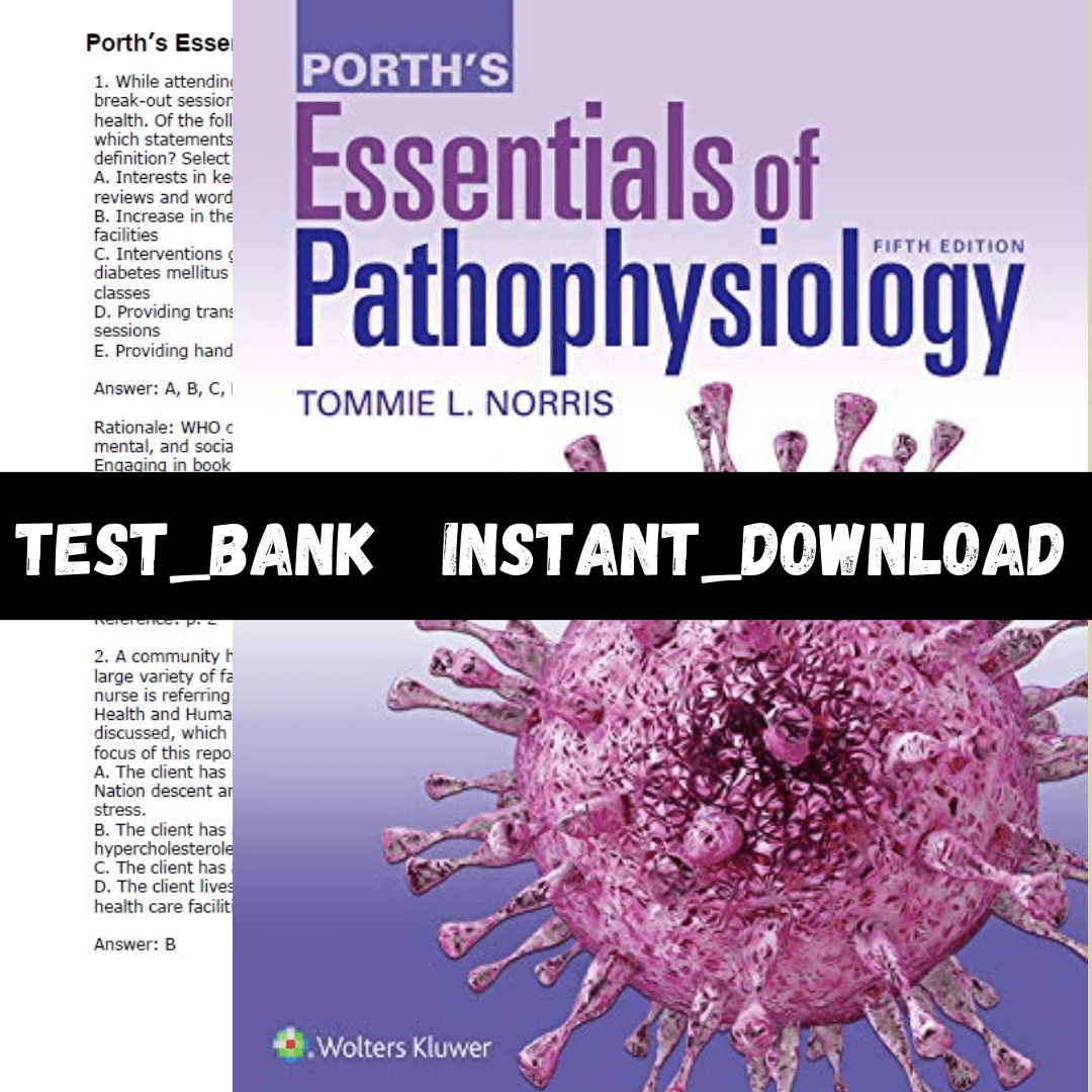 Test Bank for Porth's Essentials of Pathophysiology 5th Edit | Inspire ...