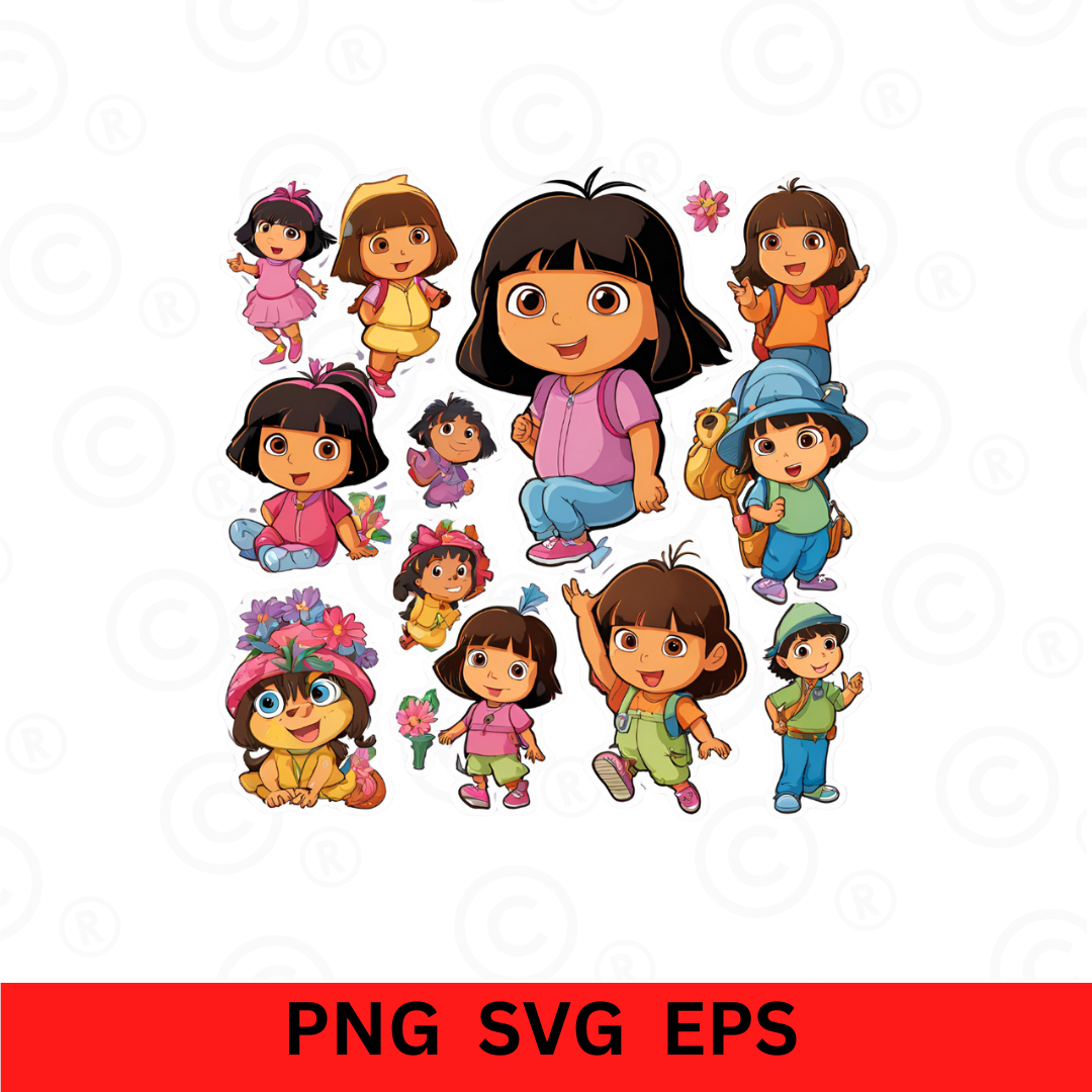 Sticker of Dora PNG , SVG , EPS | Inspire Uplift