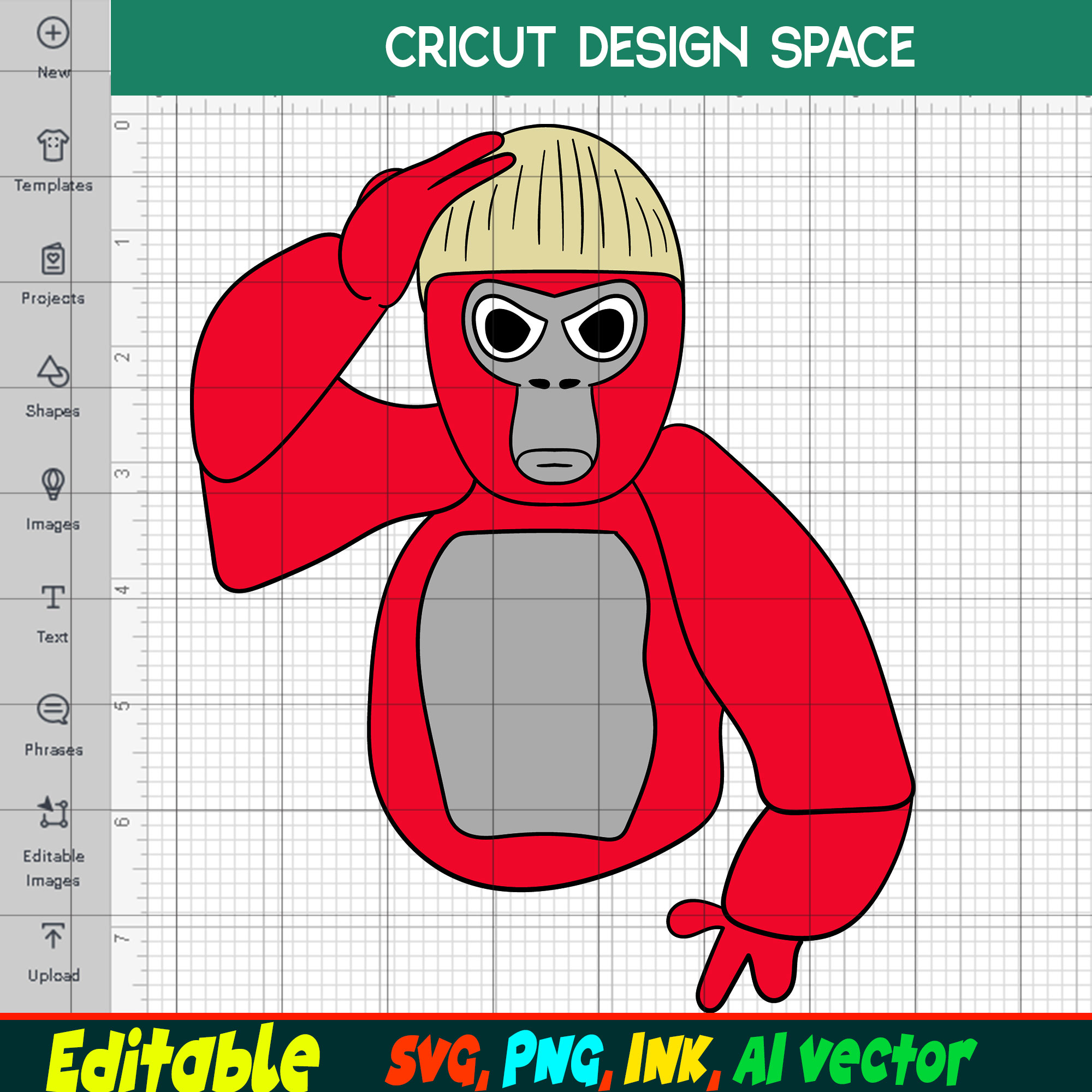 Editable Gorilla Tag SVG, PNG, Gorilla Tag Ink coloring page | Inspire ...