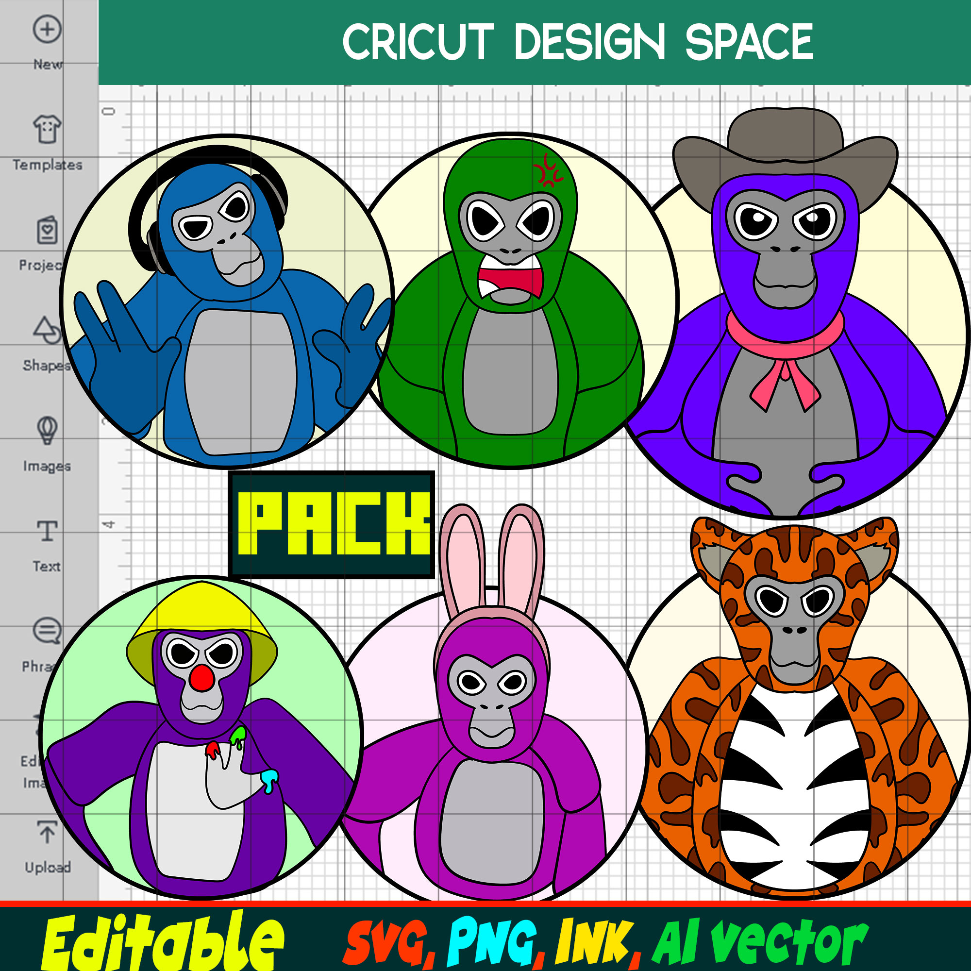 Editable Stickers, Gorilla Tag SVG, Gorilla Tag PNG vinyl St | Inspire ...