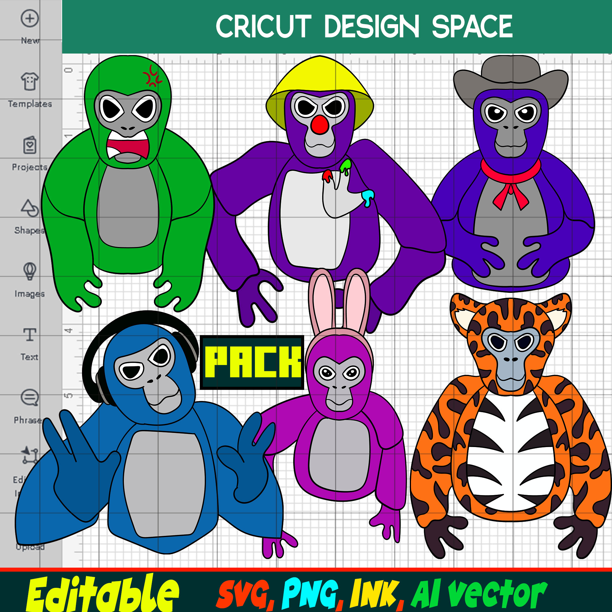 Editable Stickers,Gorilla Tag SVG, Gorilla Tag PNG, vinyl St | Inspire ...