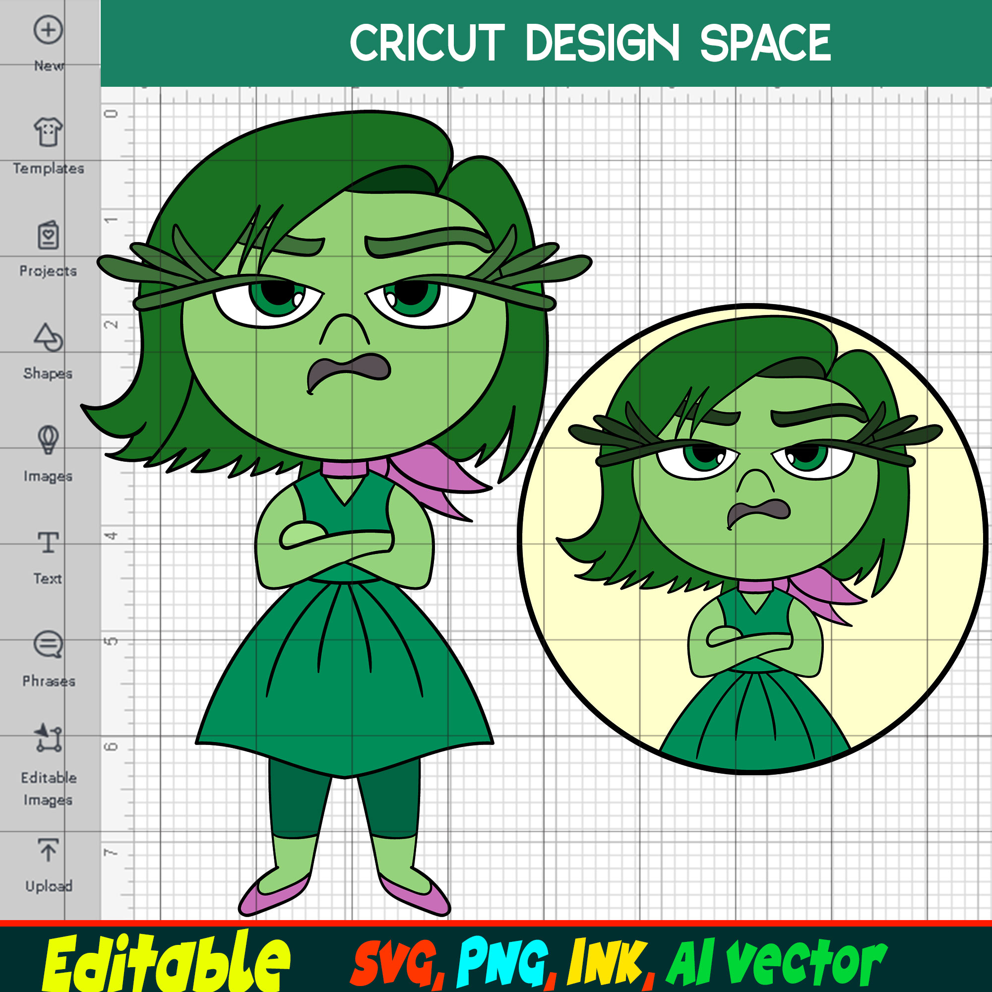 Editable Inside out 2 Disgust SVG, Disgust Sticker Png Print - Inspire ...