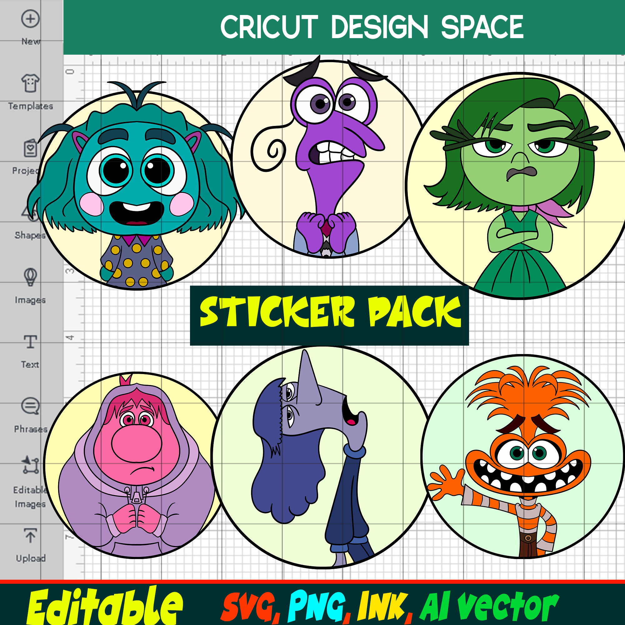 Sticker Pack Inside out 2 Anxiety SVG, Disgust,Embarrassment - Inspire ...