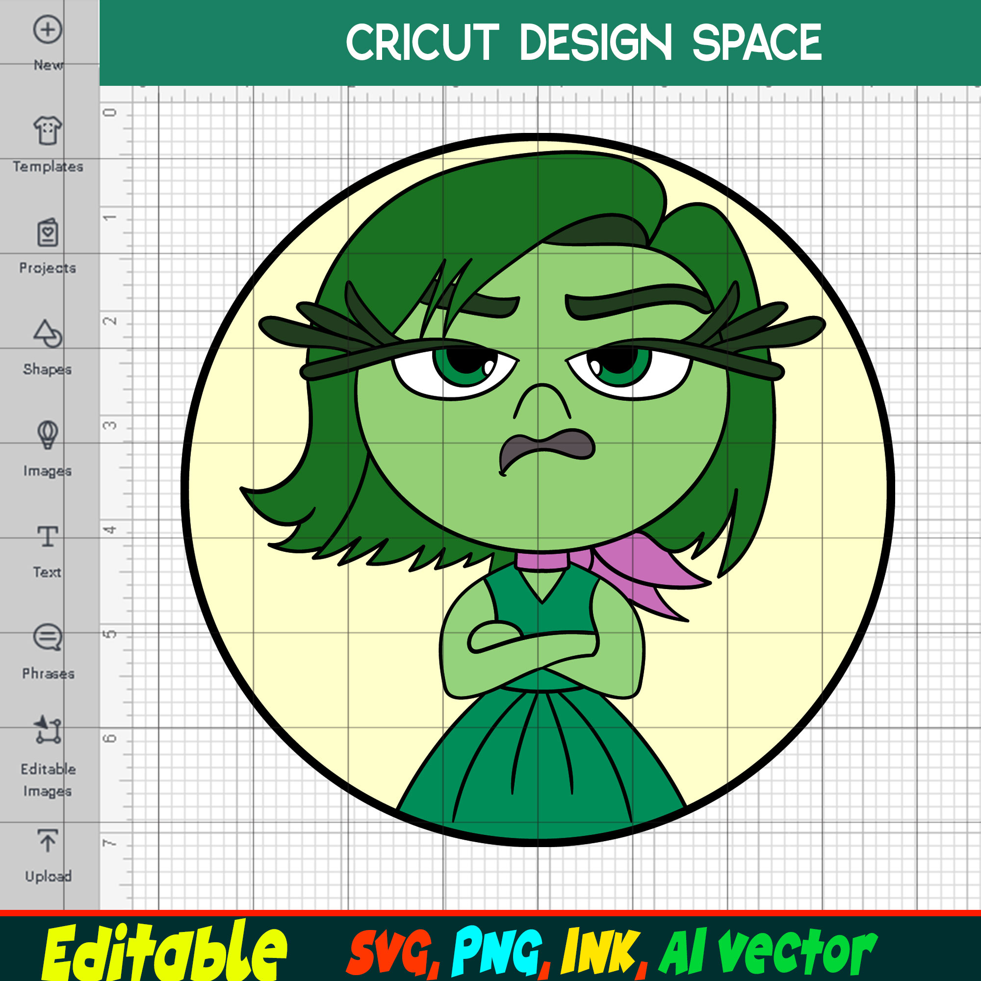 Editable Disgust Sticker SVG, Inside out 2 Anxiety ,Disgust | Inspire ...