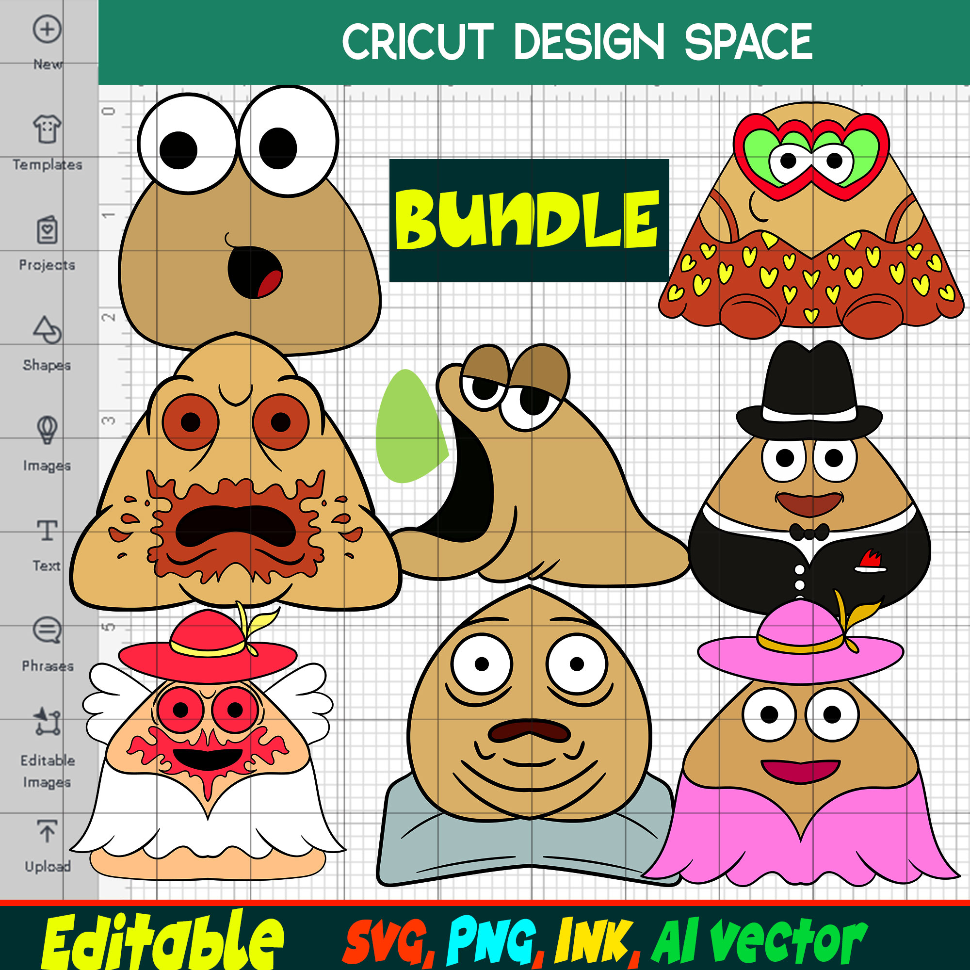 Editable Pou SVG, Creepy pou PNG, vinyl Sticker to Print, Po | Inspire ...