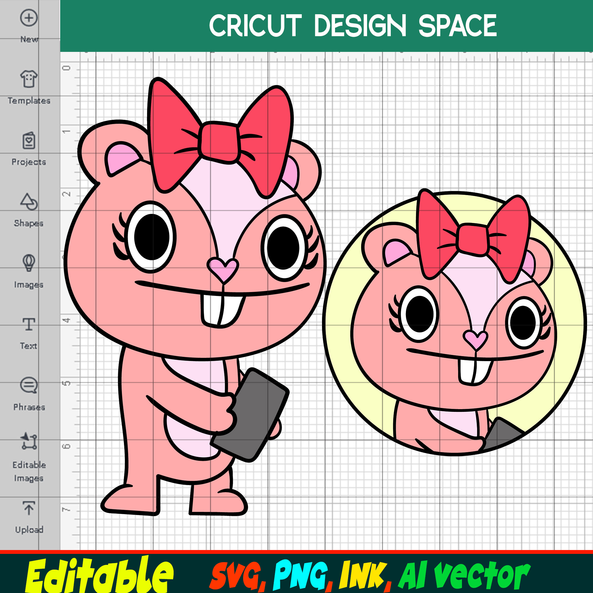 Editable Sticker Giggles Happy Tree Friends SVG, Friends PNG | Inspire ...