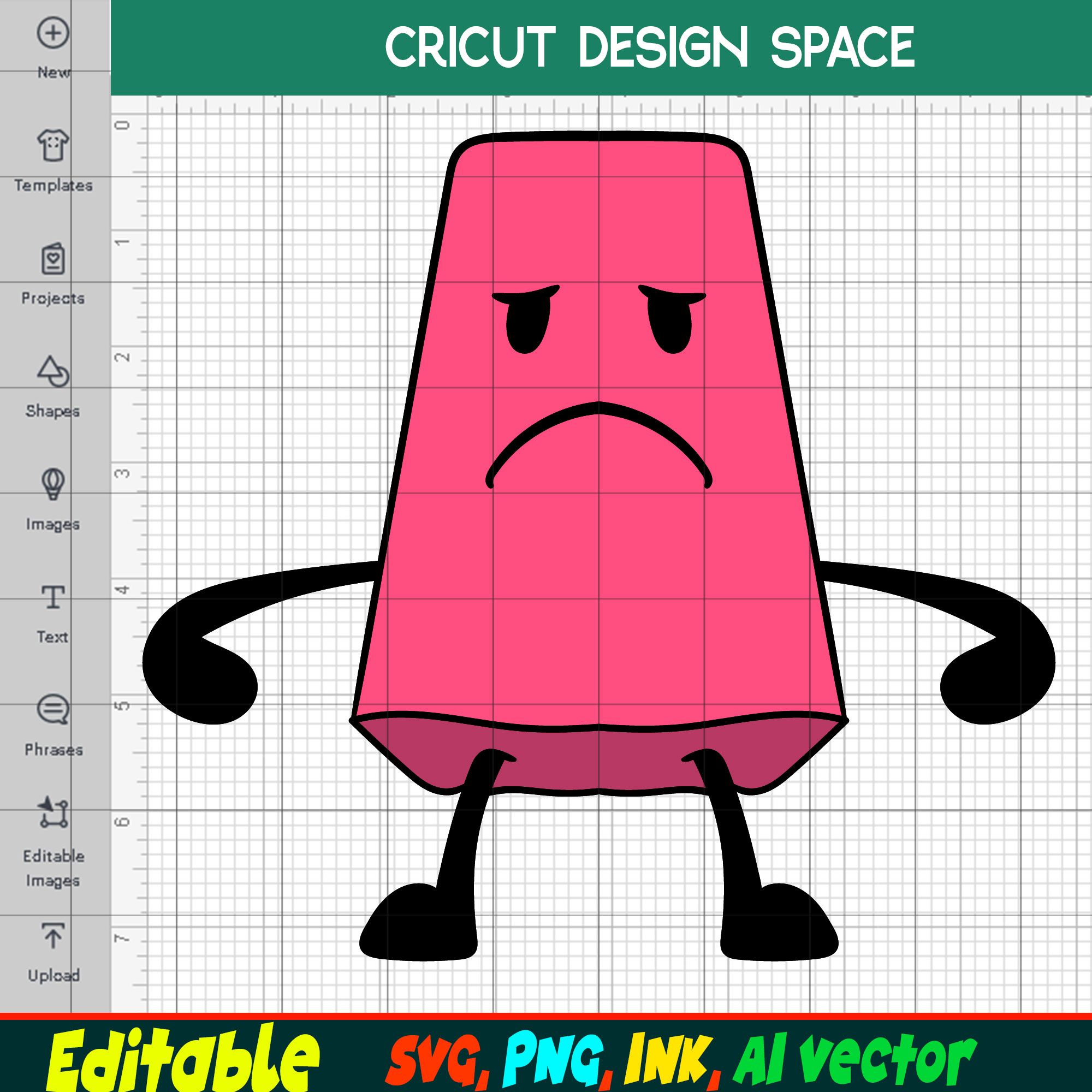 Editable bfdi Eraser SVG,bfdi Eraser PNG,bfdi Eraser Colorin - Inspire ...