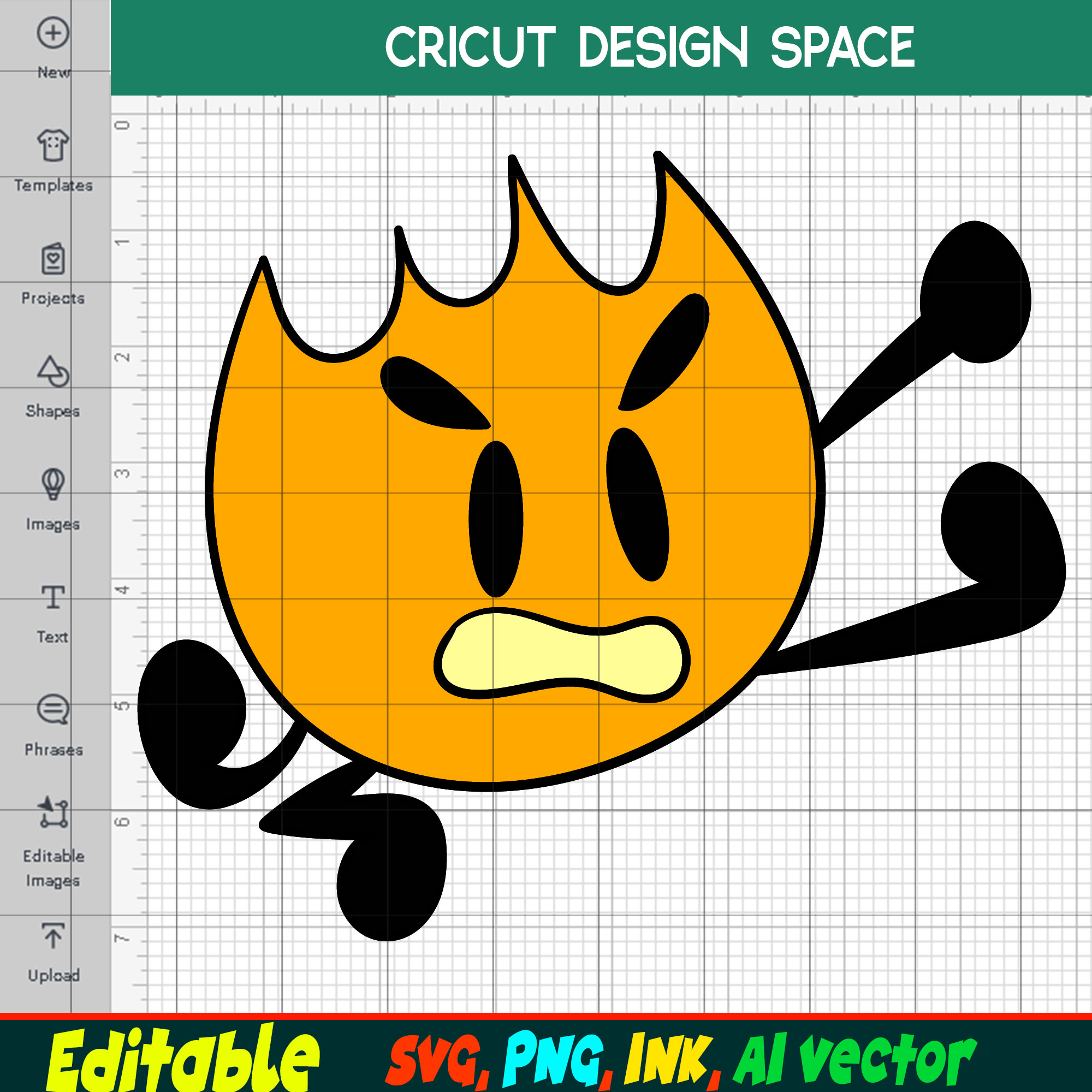 Editable Bfdi Firey SVG, Bfdi Firey Png, Bfdi Firey, Colorin | Inspire ...