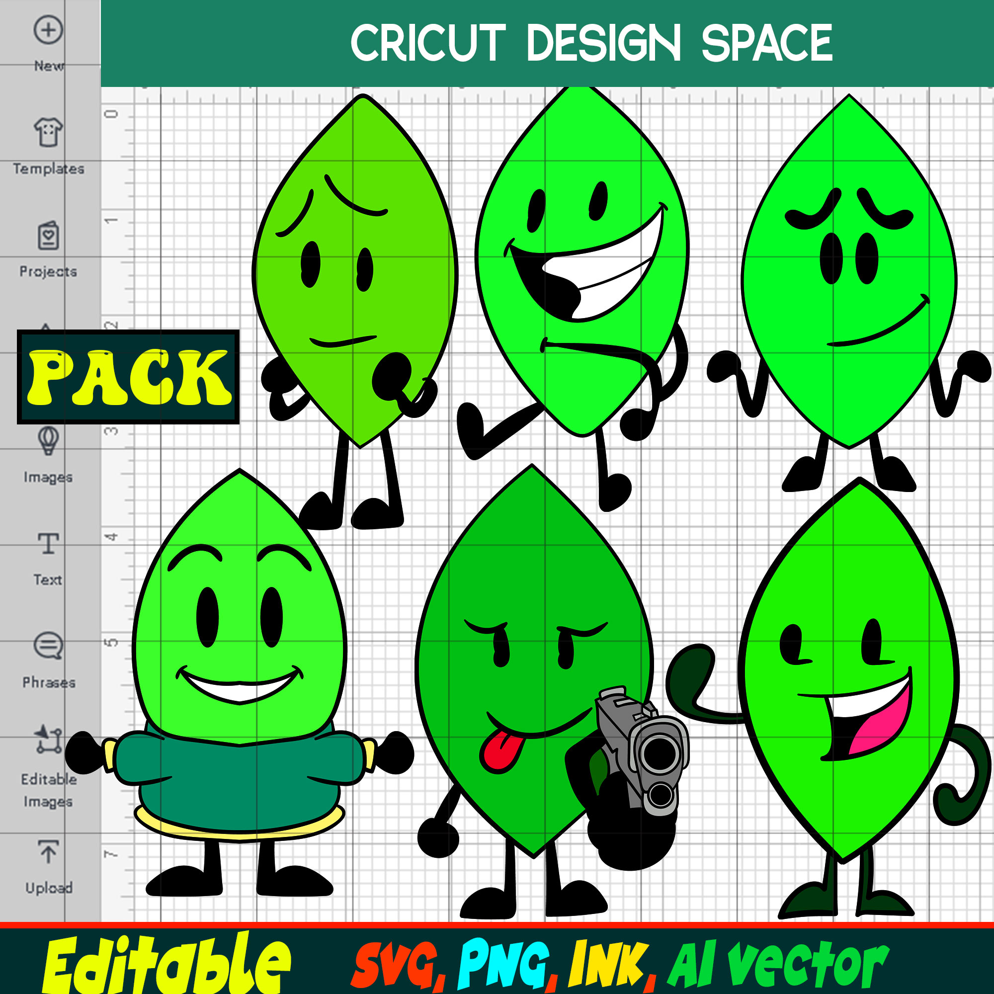 Editable bfdi Leafy SVG,bfdi Leafy PNG, bfdi Leafy Ink Color - Inspire ...