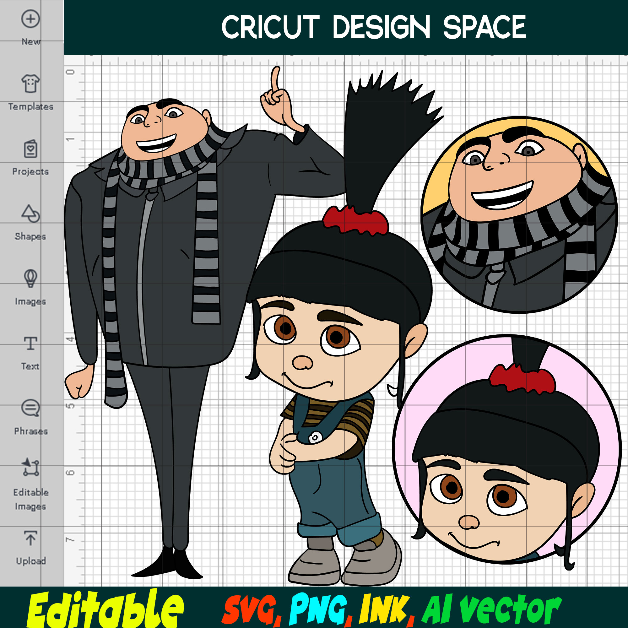 Editable Cut file Project Gru Despicable me 4,Agnes Gru Desp | Inspire ...
