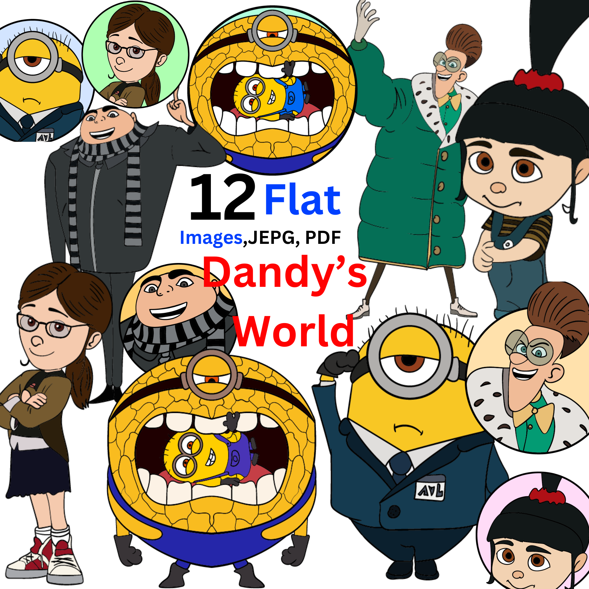 Flat Characters Agnes Gru,Despicable me 4,Gru,Margo Gru,Maxi | Inspire ...