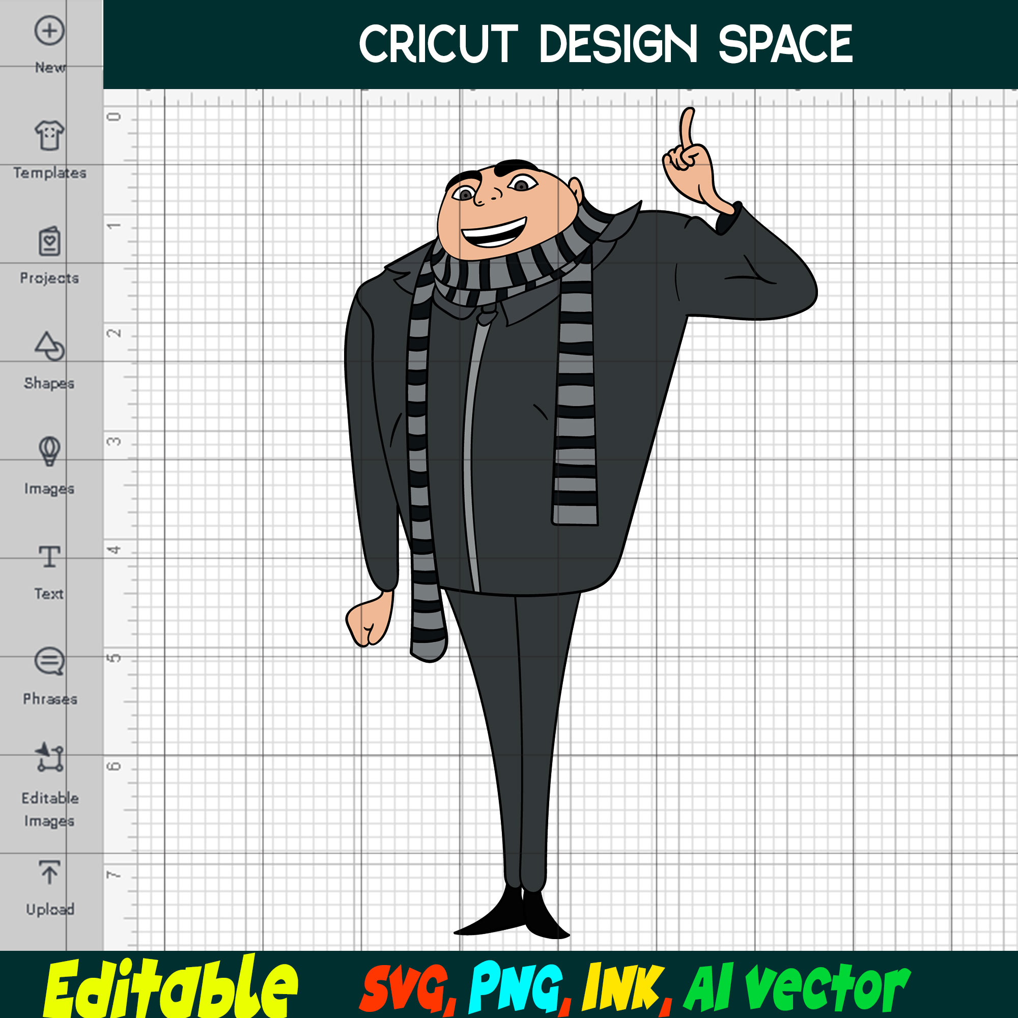 Editable Gru Despicable me 4 Sticker Cut file Project Mega m | Inspire ...