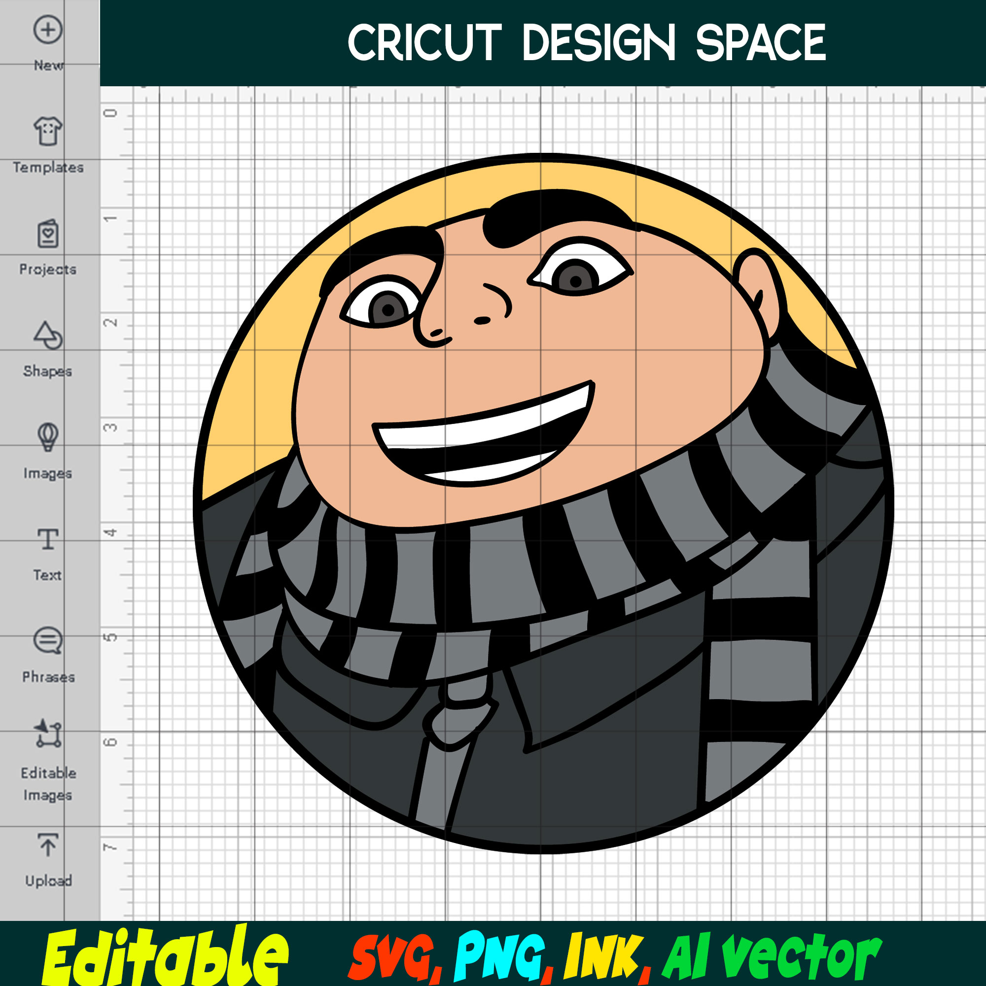 Editable Gru Despicable me 4 Sticker Cut file Project Mega m | Inspire ...