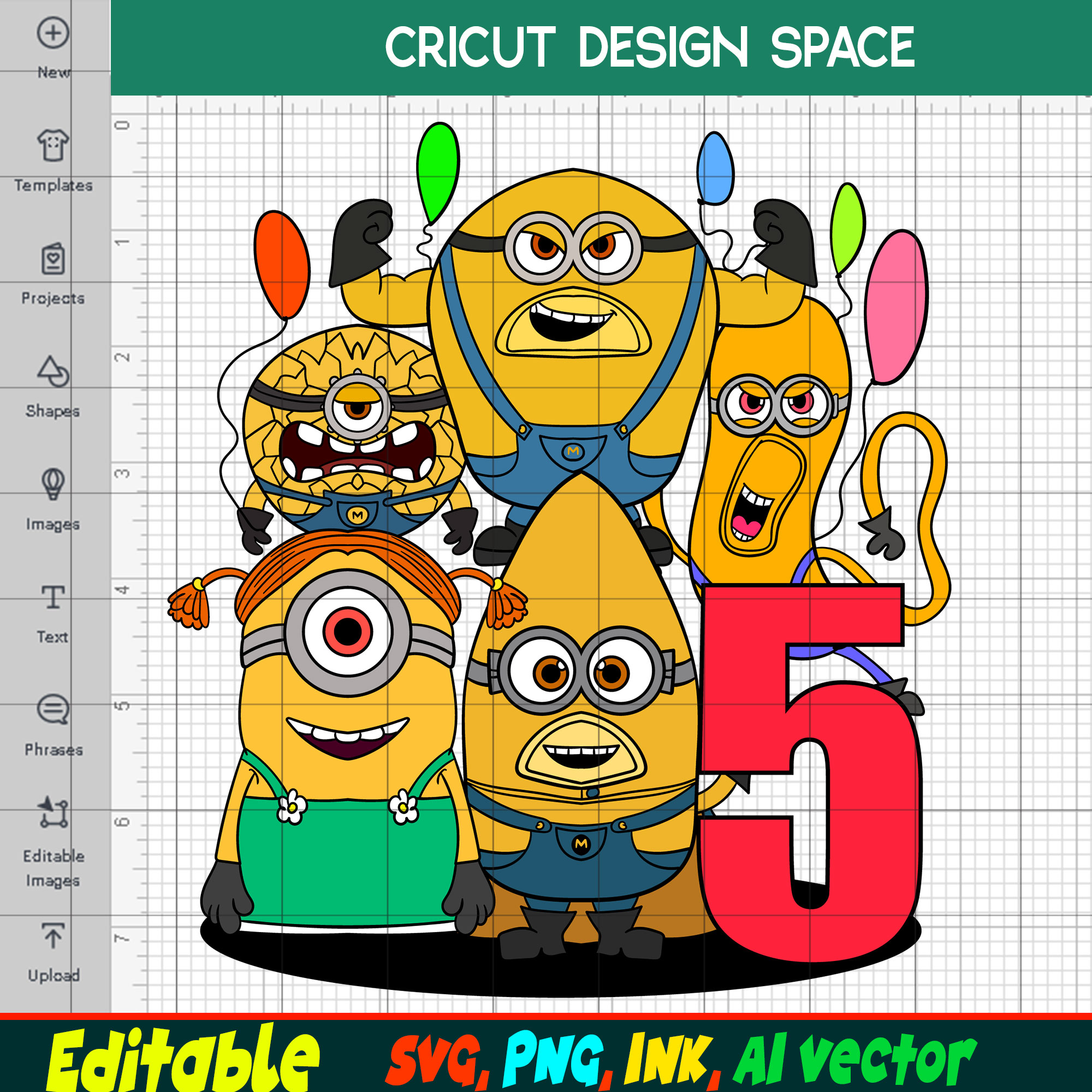 Editable 5th Birthday T-Shirt Mega Minion Gus SVG, Minion Je | Inspire ...