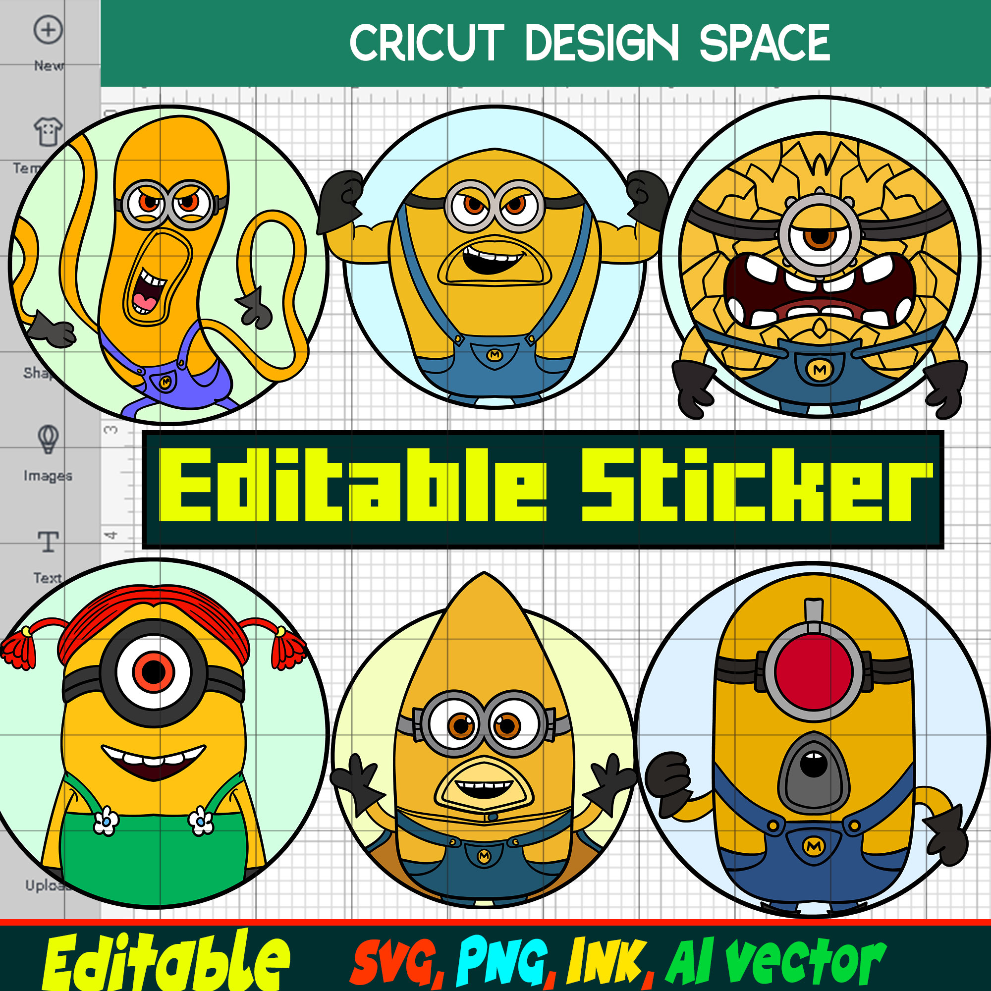 Editable Stickers Mega Minion Gus SVG, Minion Jerry PNG, Tim | Inspire ...
