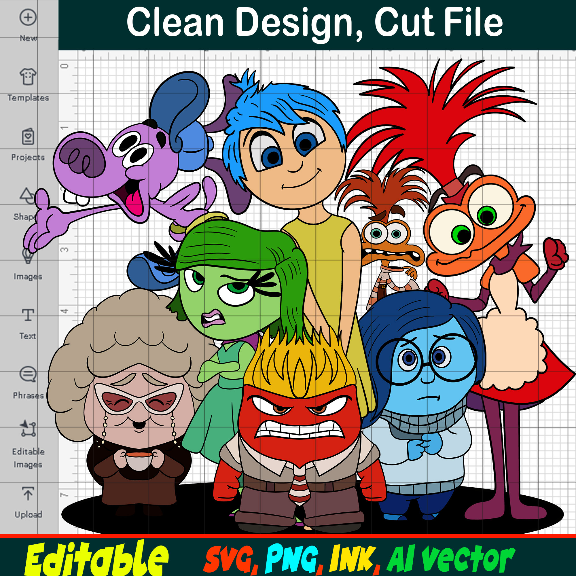 Inside out 2 Joym,Sadness,Anger SVG, Disgust,Nostalgia,Bloof | Inspire ...