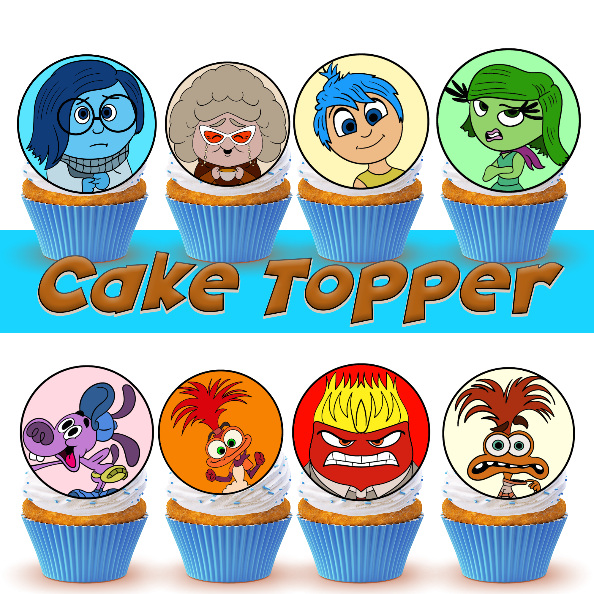 Cupcake Toppers Inside out 2 Joy,Sadness,Anger, Disgust,Nost | Inspire ...