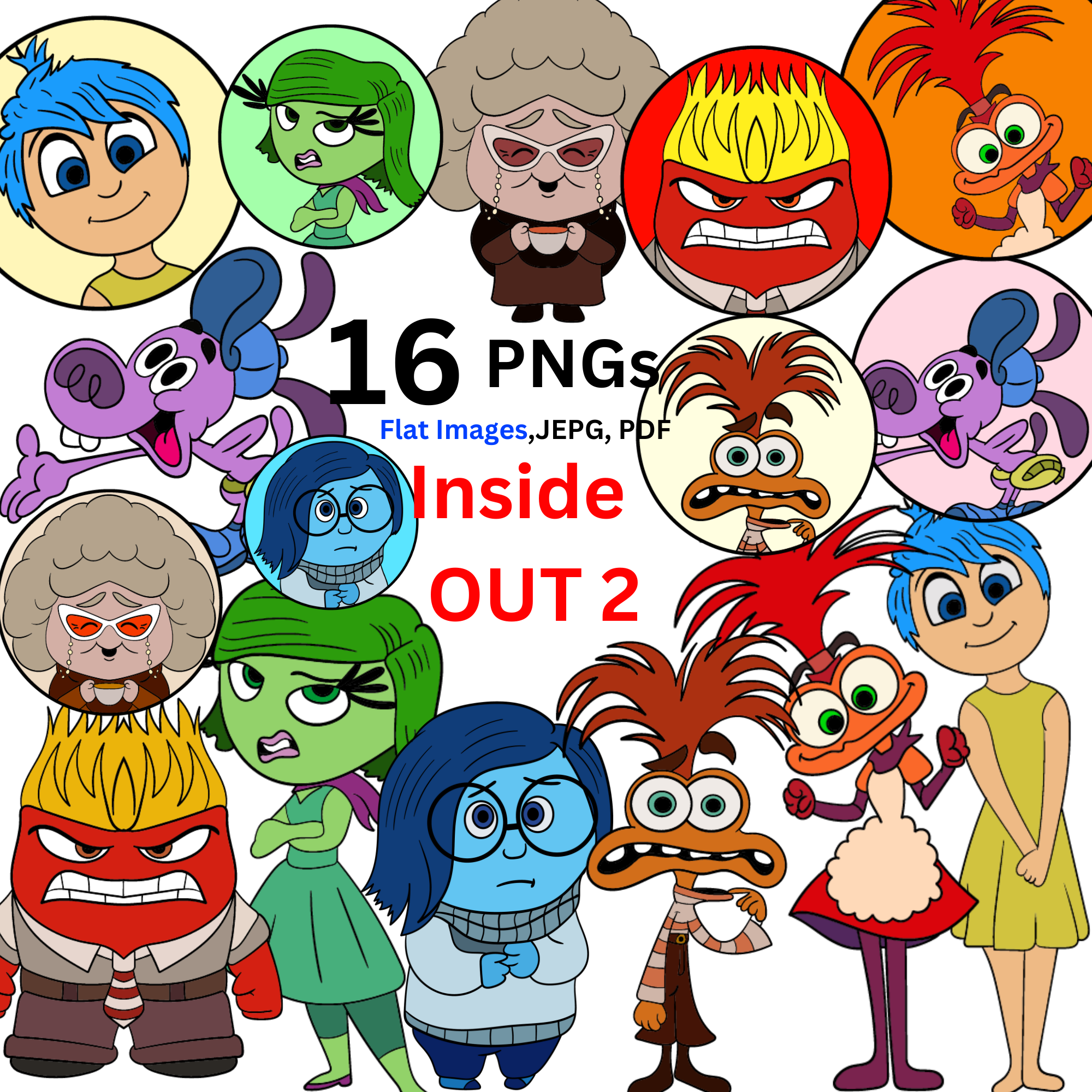 Flat Characters Project Inside out 2 Joy,Sadness,Anger, Disg | Inspire ...