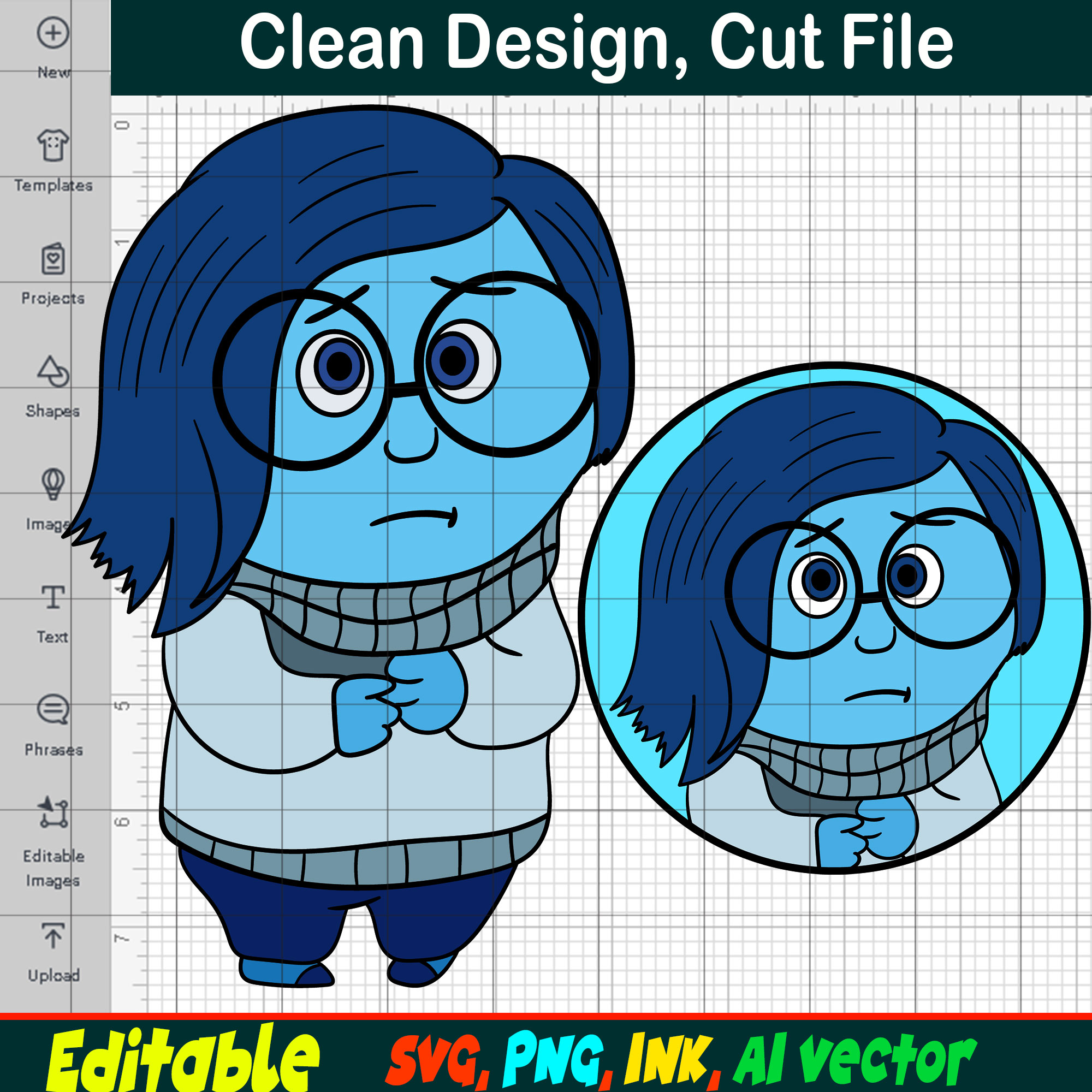 Inside out 2 Sadness SVG, Sadness Sticker Png Printable, Sad | Inspire ...