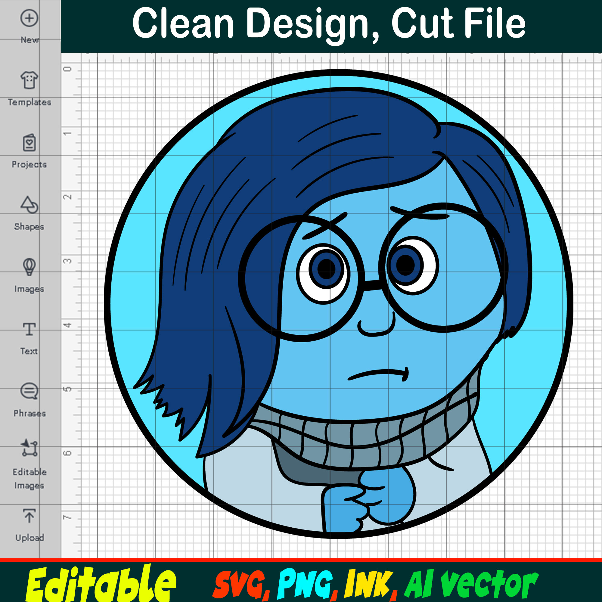 Inside out 2 Sadness SVG,Sadness Sticker Png Printable, Colo | Inspire ...