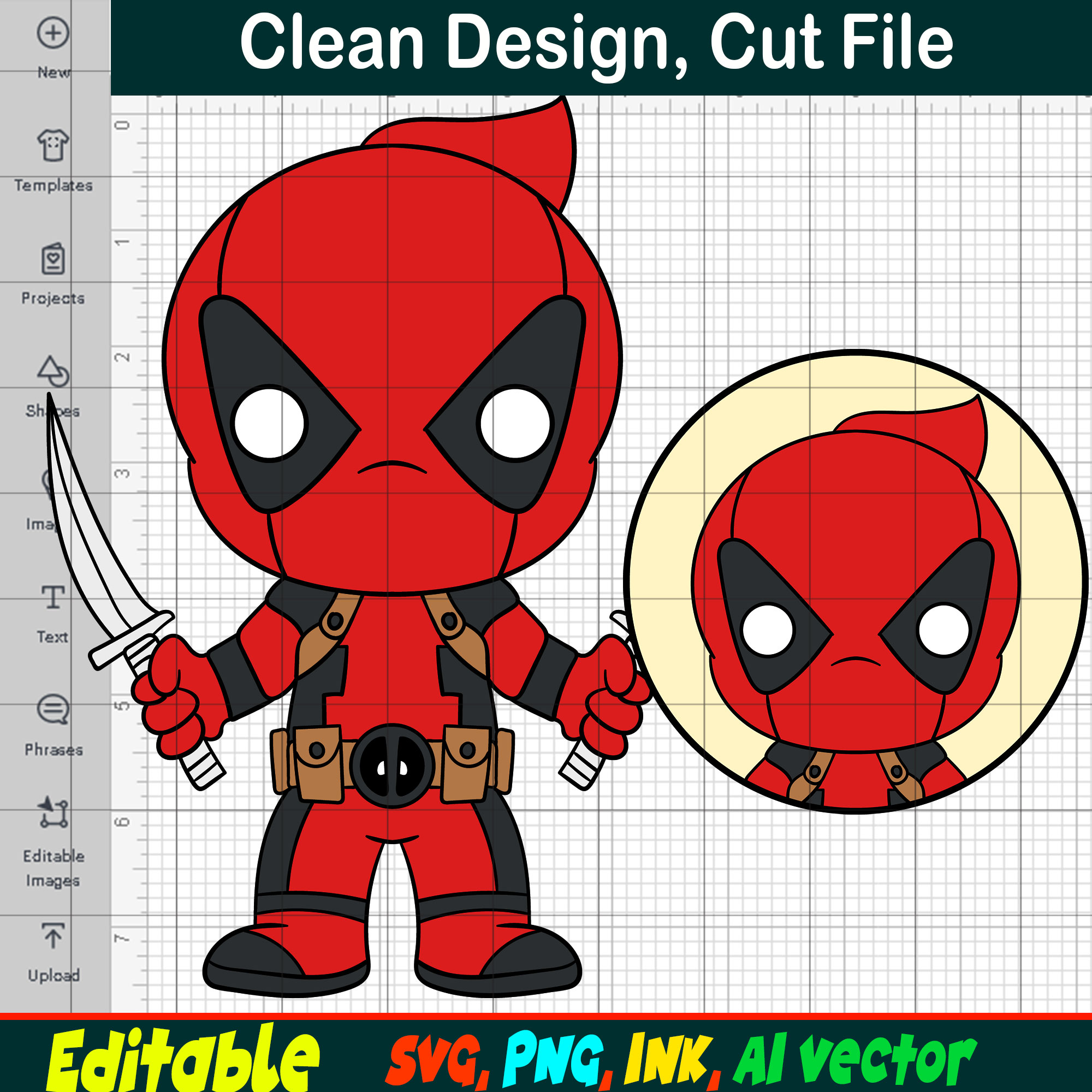 Editable Stickers Deadpool SVG, Deadpool PNG, vinyl Sticker | Inspire ...