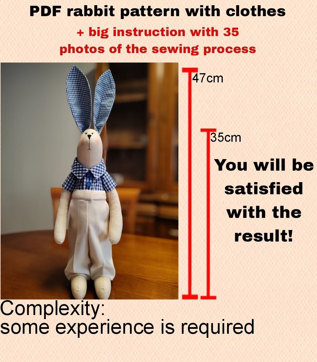 Sewing pattern bunny toy rabbit hare tilda | Inspire Uplift