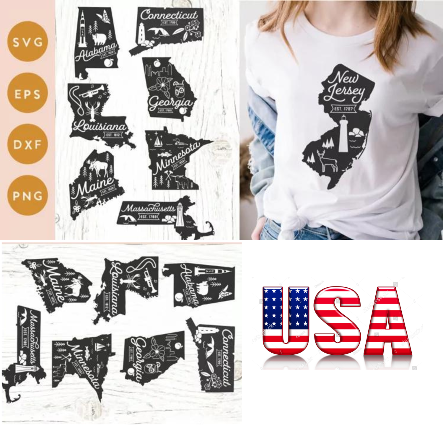 USA States SVG Bundle , 300 States SVG Bundle, Cut Files, Cr | Inspire ...