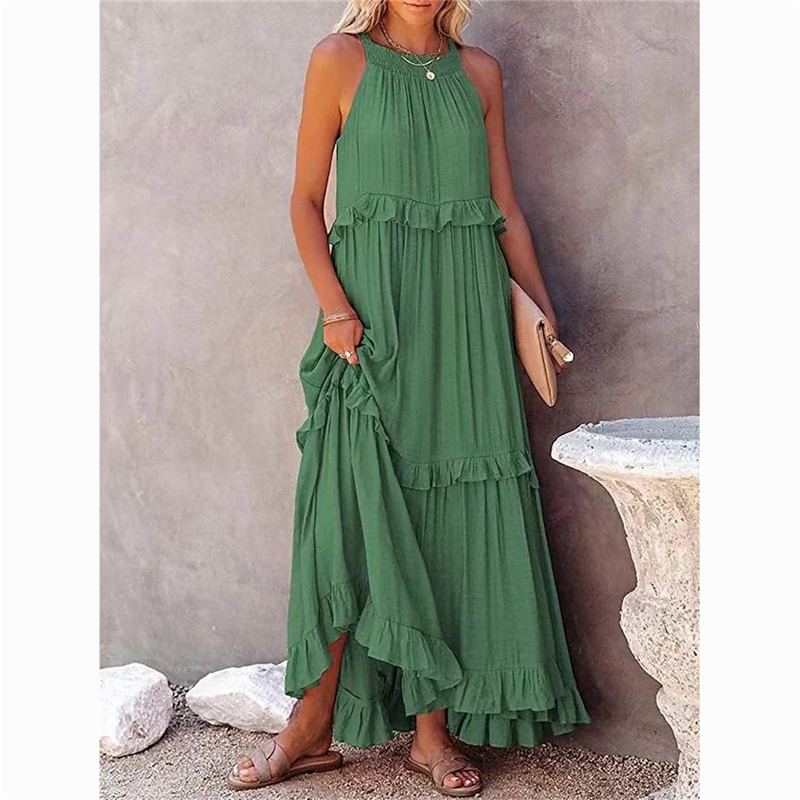 Beach Maxi Dress With Ruffle Hem | Inspire Uplift