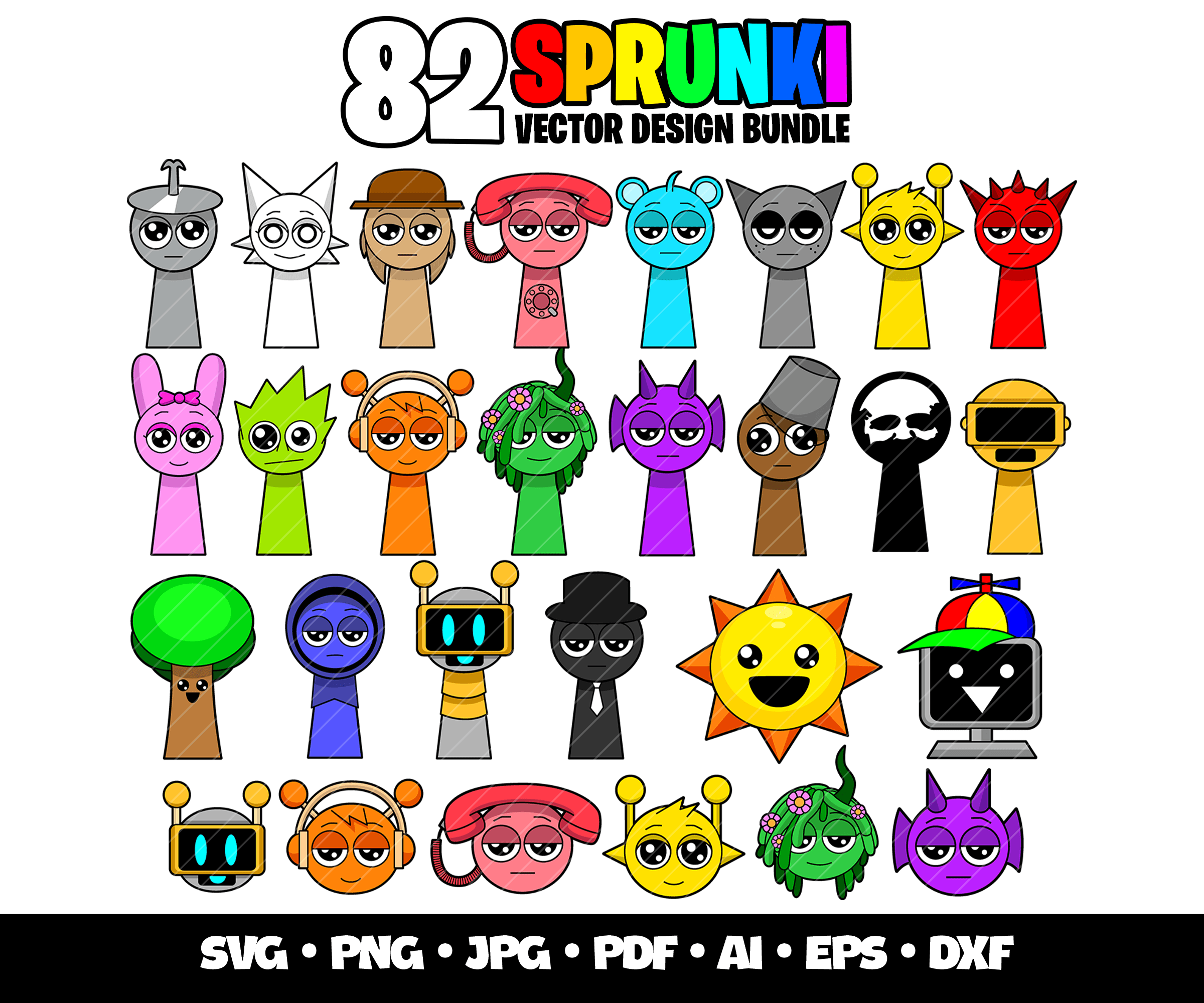 Incredibox Sprunki Svg Bundle Characters | Inspire Uplift