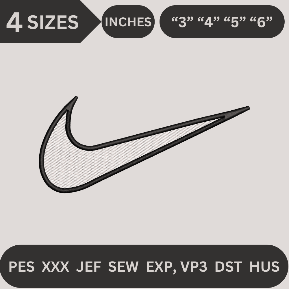 Nike Swoosh Embroidery Design, Embroidery File, Digital down | Inspire ...