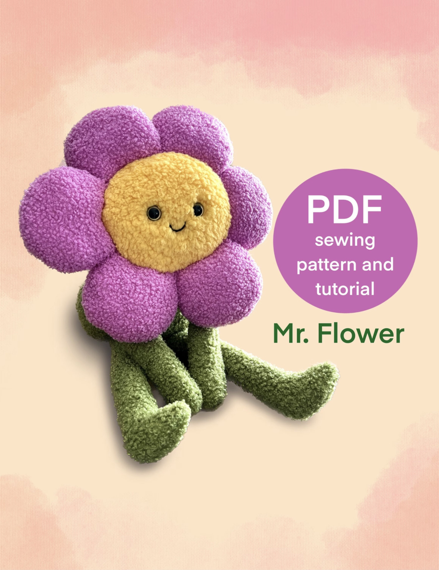 Flower plushie sewing pattern and photo tutorial stuffed flo | Inspire ...