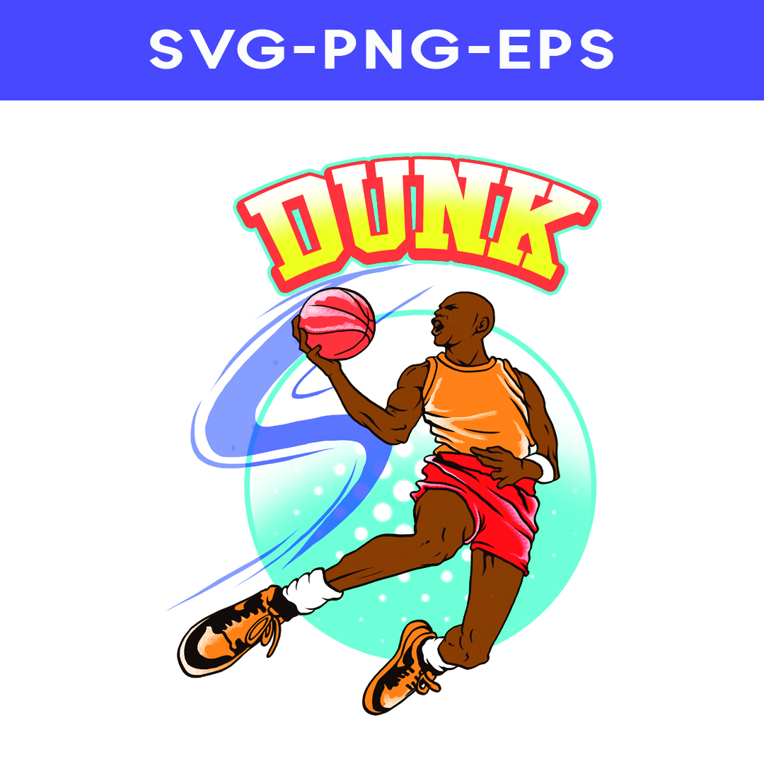 Basketball Dunk SVG - High-Flying Athlete in Action | Inspire Uplift