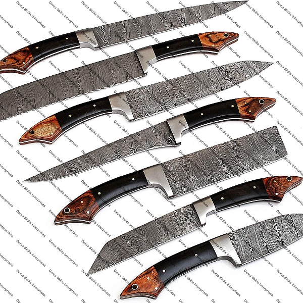 Handmade Damascus Steel Chef Set 7 PIC Set Horn & Wood With | Inspire ...
