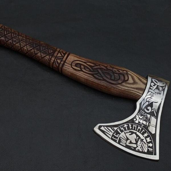 Handmade Engraved custom axe, camping tool, Hand forged Viki | Inspire ...