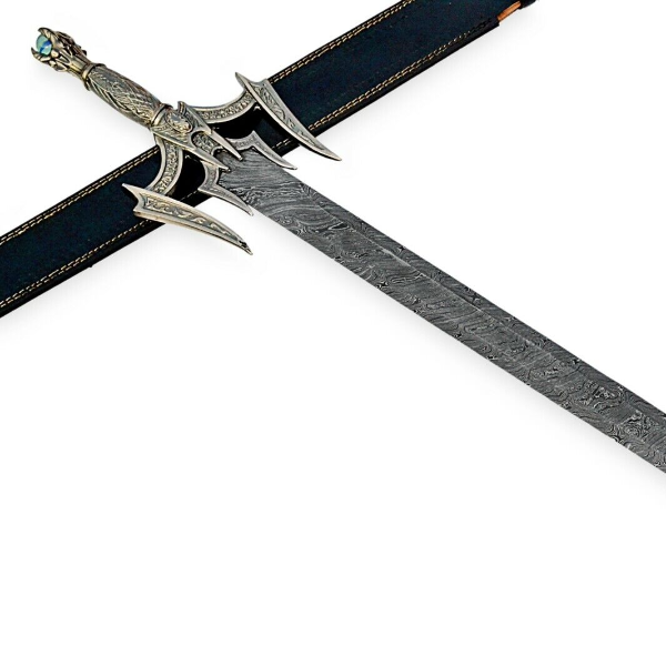Custom Hand Forged Damascus Barbarian Sword with Belt, Damas | Inspire ...