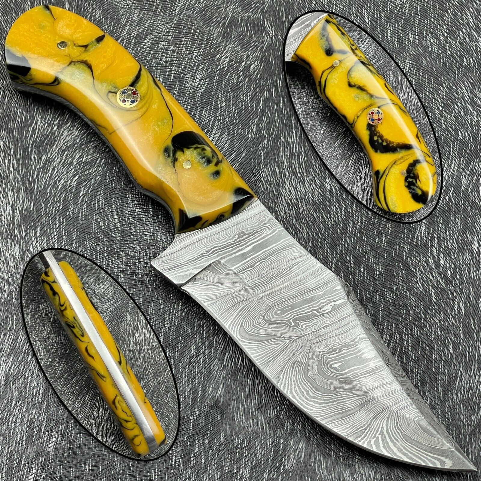 Handmade Damascus Steel Skinner Knife 9" Inch Resin Handle W | Inspire ...