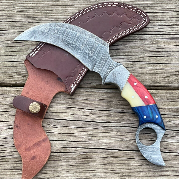 Handmade Damascus Steel karambit Knife Camel Bone, Sheathe, | Inspire ...