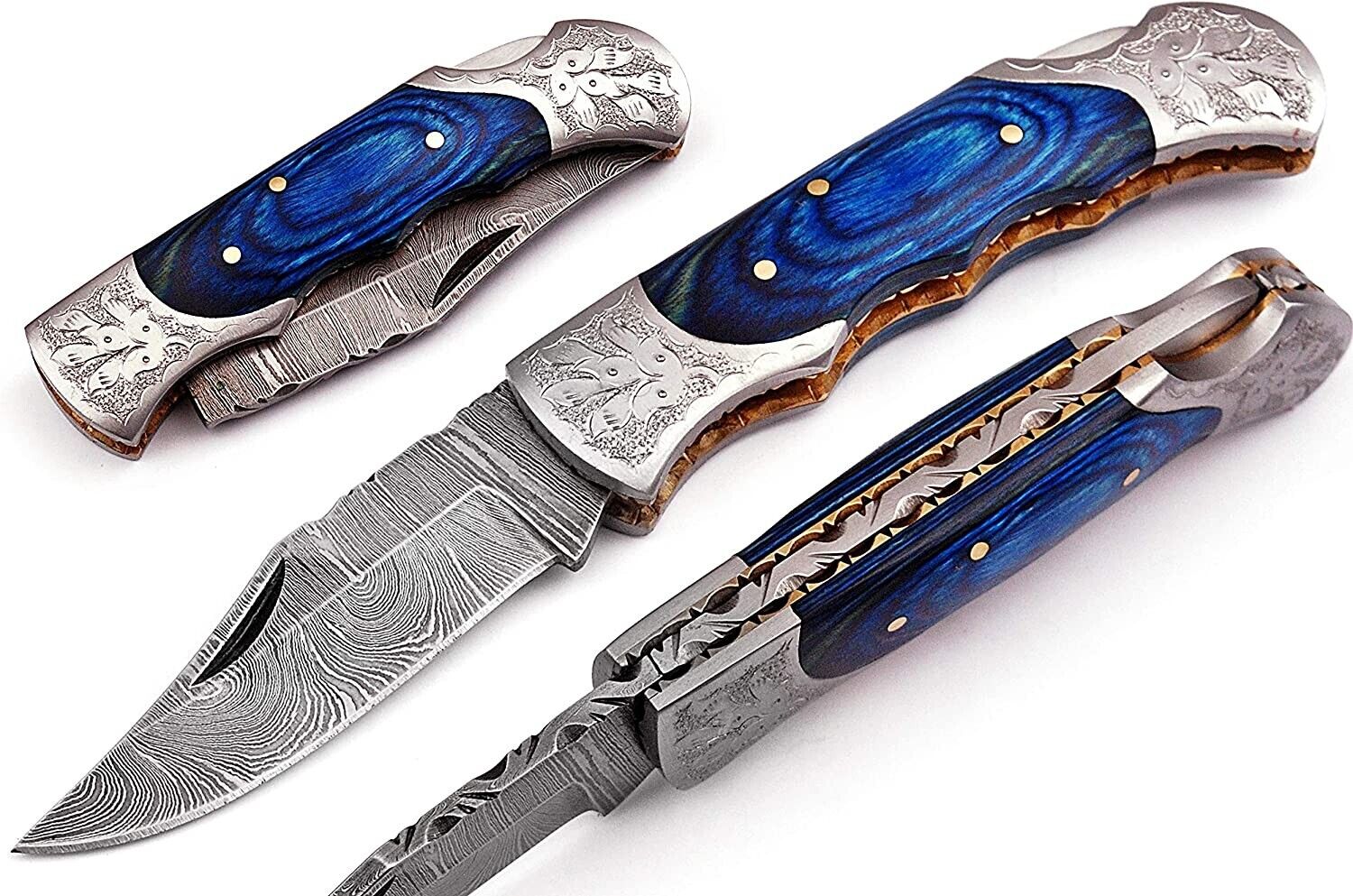 Handmade Damascus Steel Pocket Knife Dollar Sheathe Handle W | Inspire ...