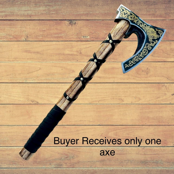 Handmade Carbon Steel Vikings Rangers Axe Wood & Leather Rep | Inspire ...