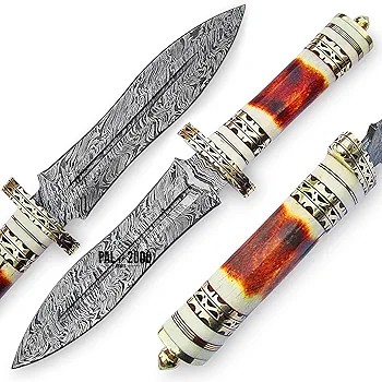 Handmade Damascus Steel Dagger Skinner Knife Bone & Brass Ha | Inspire ...