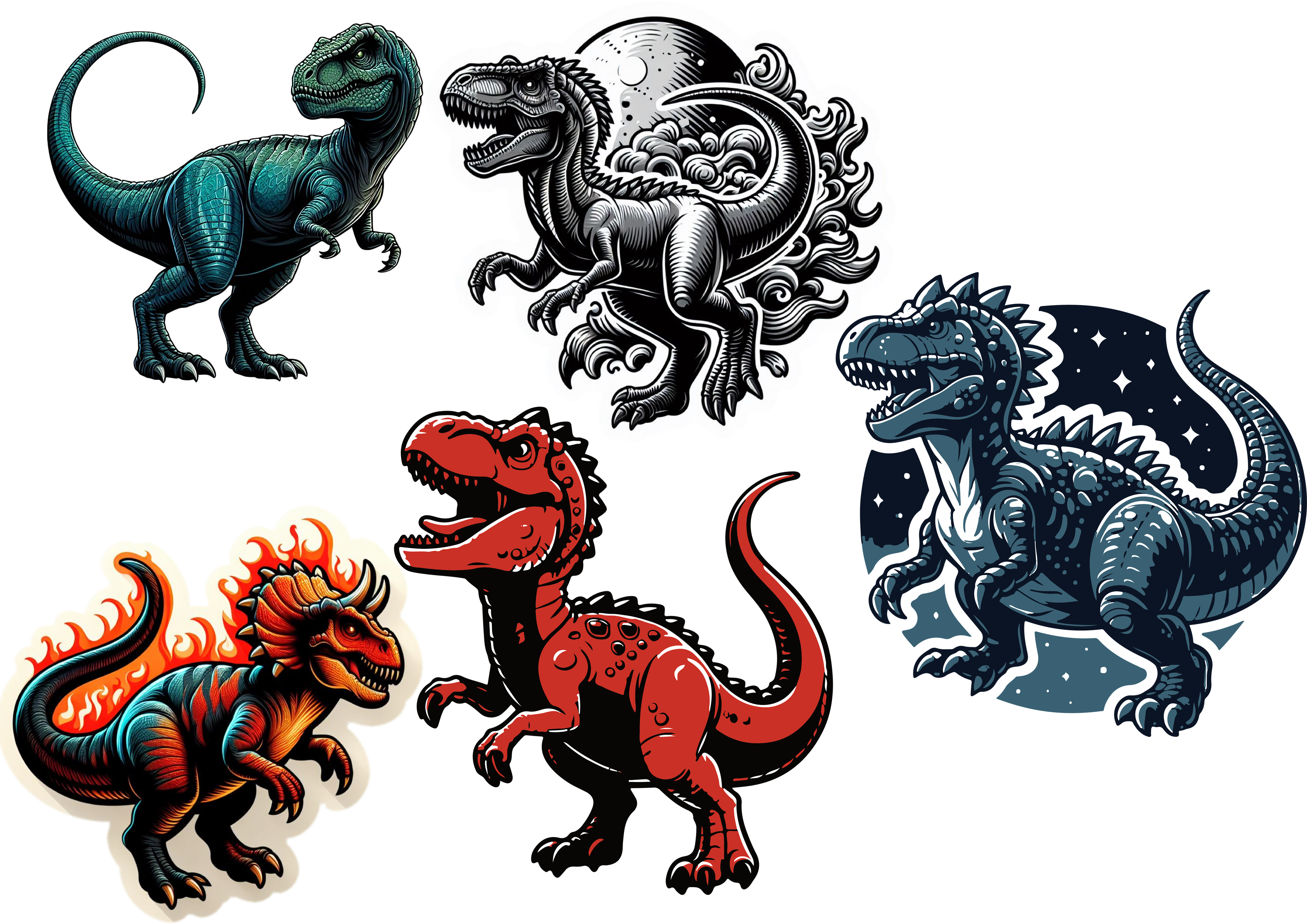 Pack Cool dinosaurs PNG Clip Art Sublimation Design Digital | Inspire ...