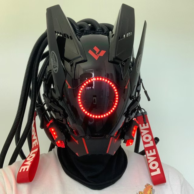 Voice changer Cyberpunk mask cyber mask Samurai helmet | Inspire Uplift