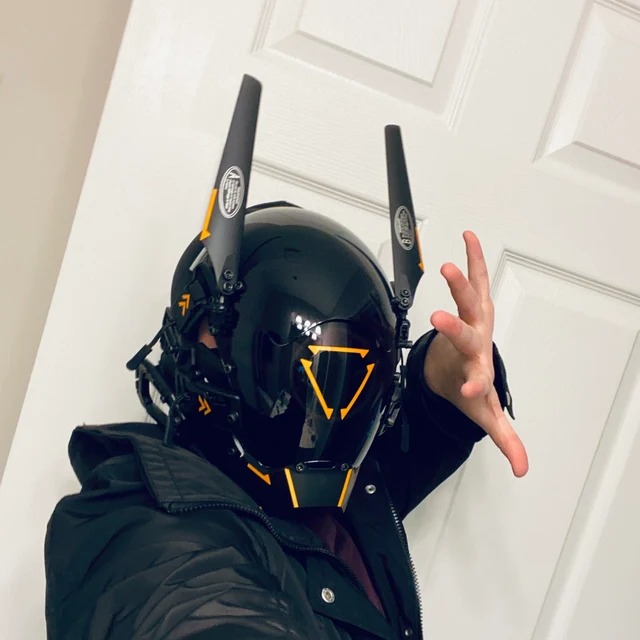 Voice changer Cyberpunk mask cyber mask Samurai helmet Tacti | Inspire ...