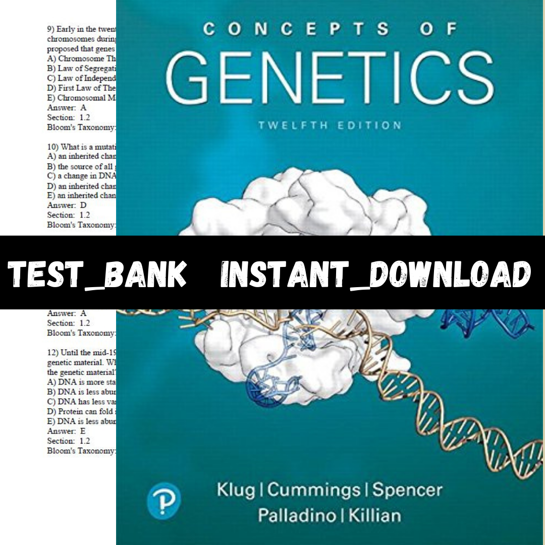Download Test Bank for Concepts of Genetics 12th Edition by | Inspire ...